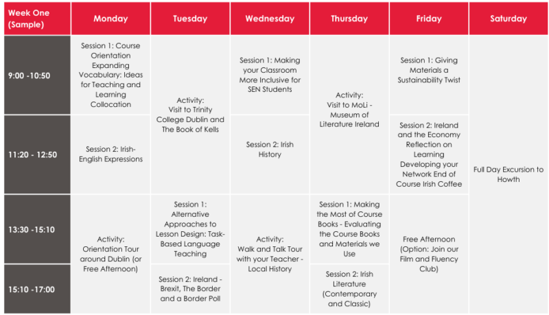 Erasmus+ Sample Timetable - Language Methodology and Culture Course ...